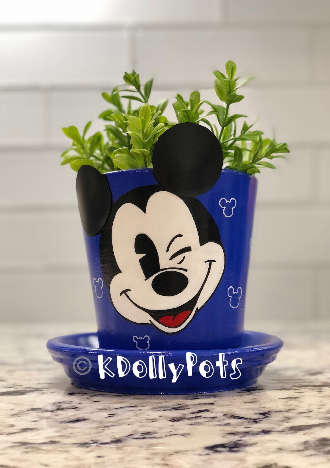 Hand Painted Mickey Mouse Flower Pot/hand Painted Clay Pot/hand Painted ...