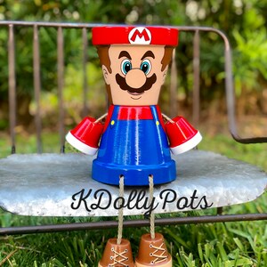 8 Super Mario Flower Pot People/clay Pot People/hand Painted Pot Person ...
