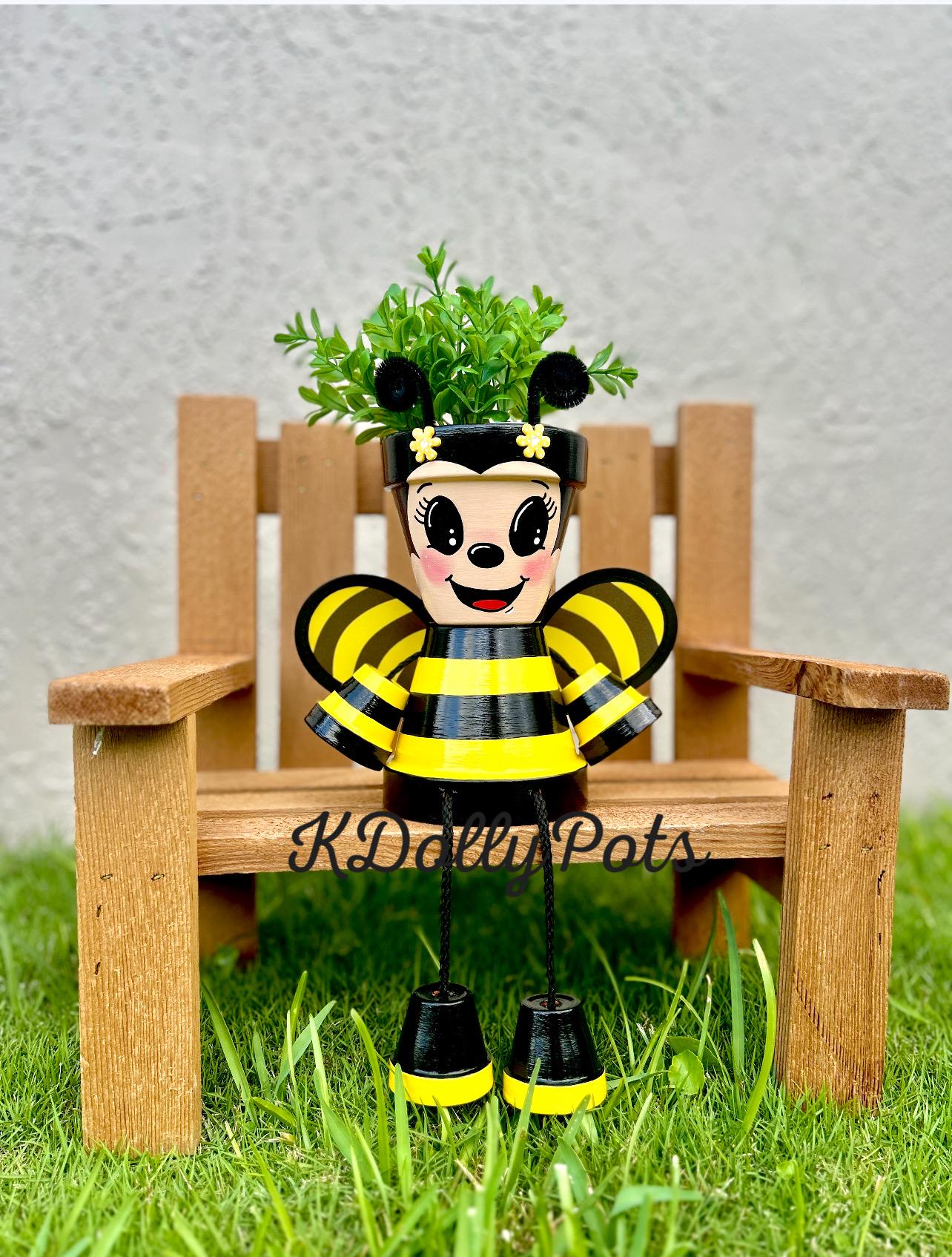8" Bumblebee Flower Pot/clay Pot People/bee/painted Pot/garden ...