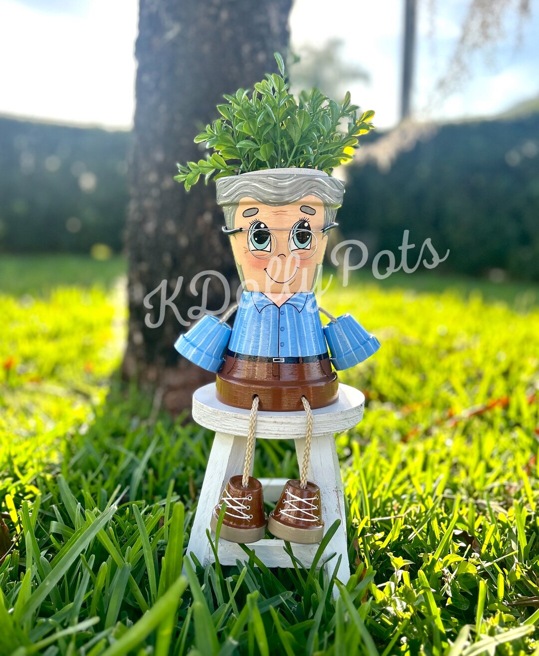 Grandpa Flower Pot People/clay Pot People/hand Painted Pot/planter/pot ...