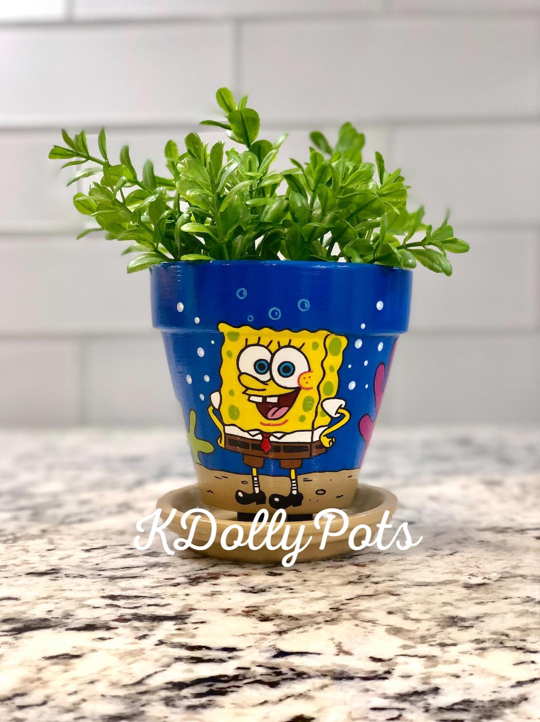 4" Small Hand Painted Pot/flower Pot/character Pot/clay Pot/hand ...