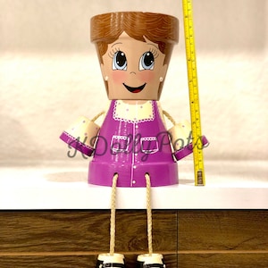 Girl Flower Pot People/clay Pot People/plant Pot/pot Person/painted Pot ...