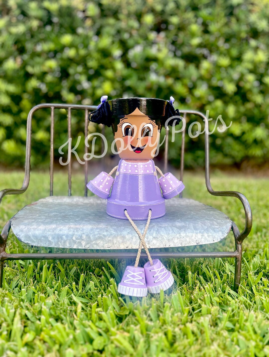 8'' Girl Flower Pot People/clay Pot People/pot Pal/pot Person/painted ...