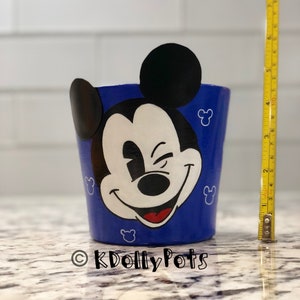 Hand Painted Mickey Mouse Flower Pot/hand Painted Clay Pot/hand Painted ...