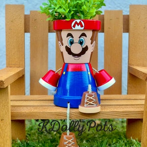8 Super Mario Flower Pot People/clay Pot People/hand Painted Pot Person ...