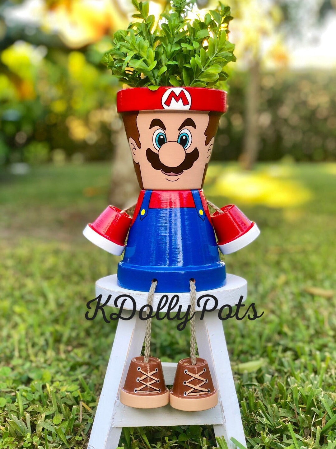 8 Super Mario Flower Pot People/clay Pot People/hand Painted Pot Person ...