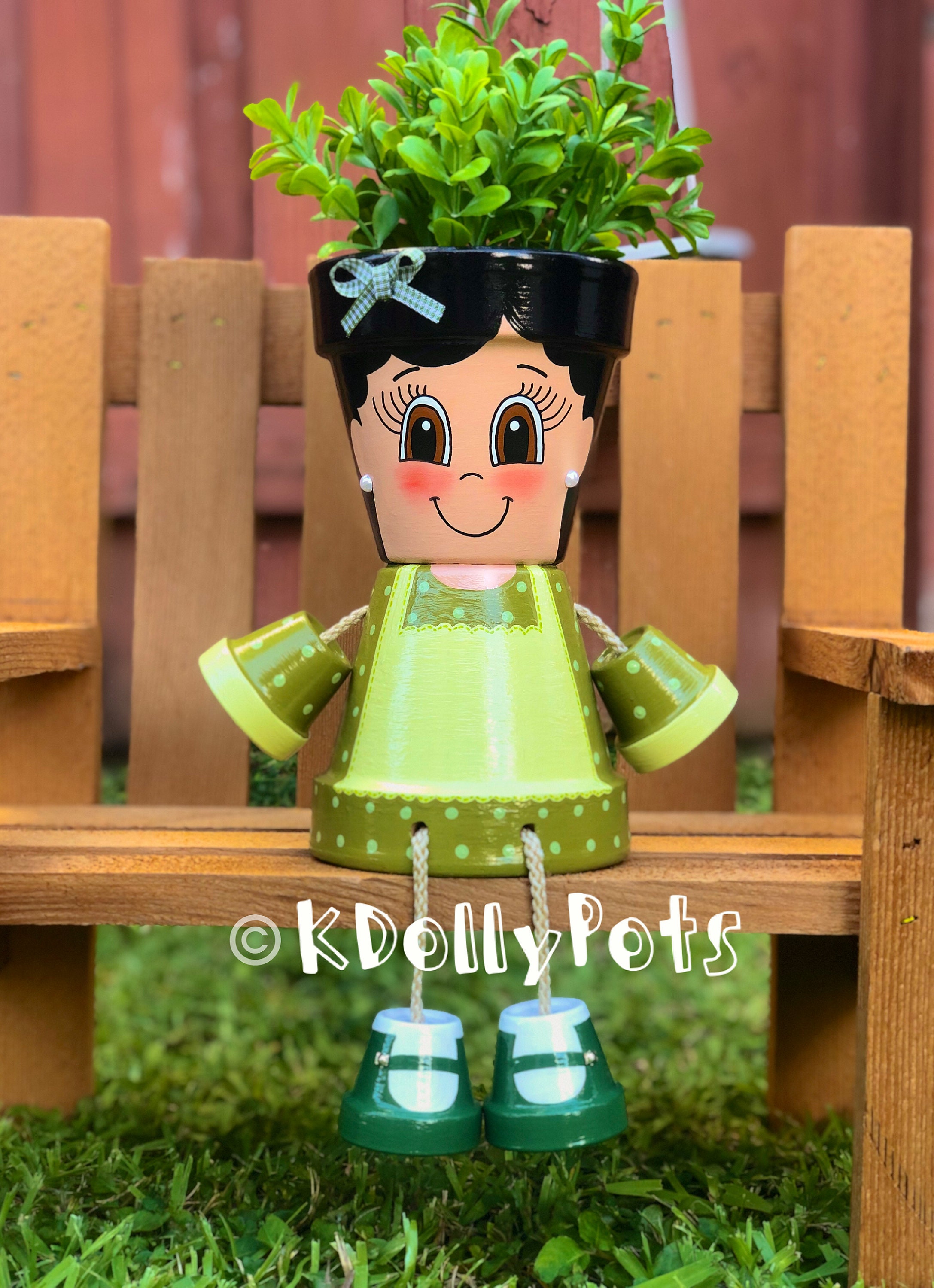 Lady Girl Flower Pot People/clay Pot People/plant Pot - Etsy