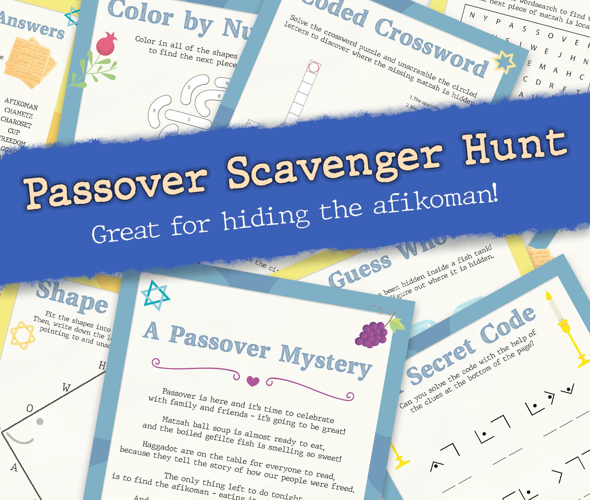 Passover Scavenger Hunt Puzzle. Treasure Hunt With 10 Puzzles & Clues ...