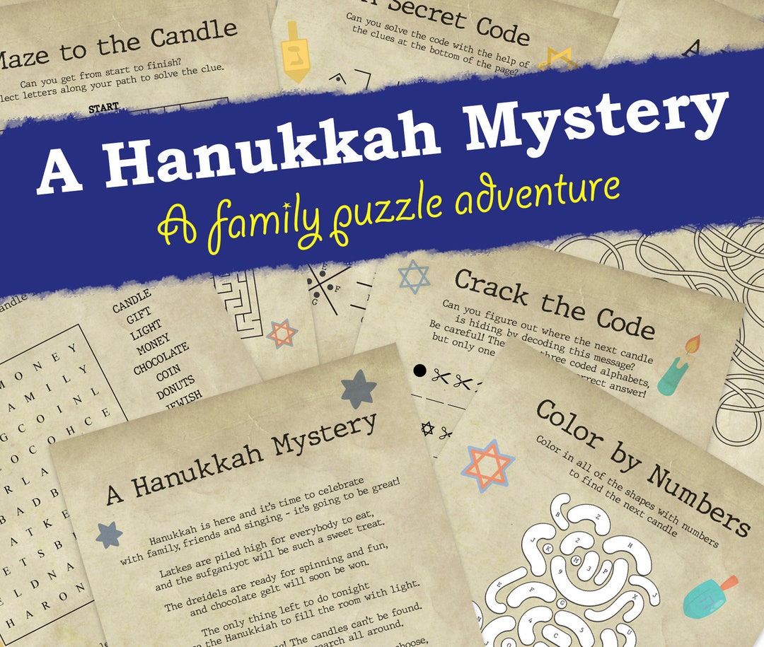 Hanukkah Scavenger Hunt Puzzle. Treasure Hunt With 10 Puzzles & Clues ...
