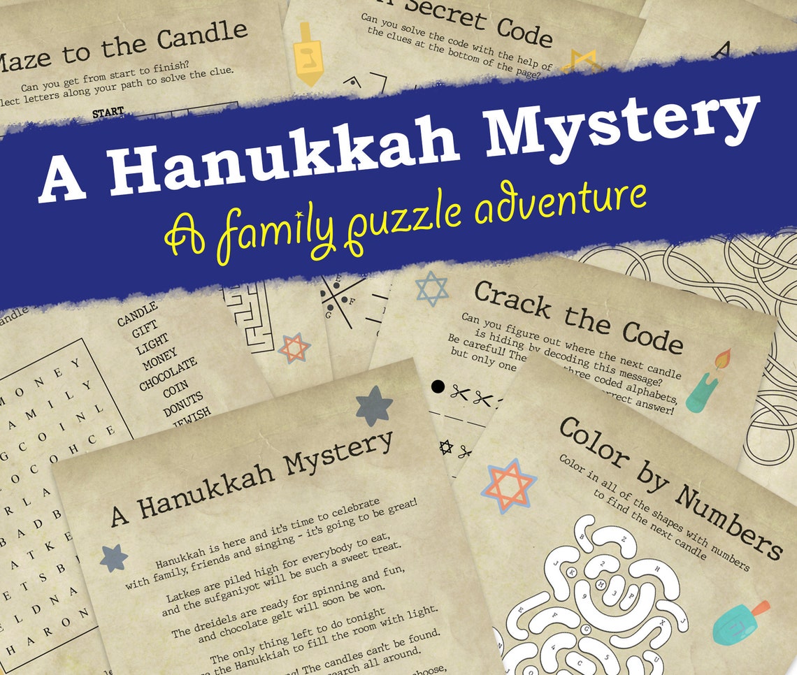 Hanukkah Scavenger Hunt Puzzle. Treasure Hunt With 10 Puzzles & Clues ...