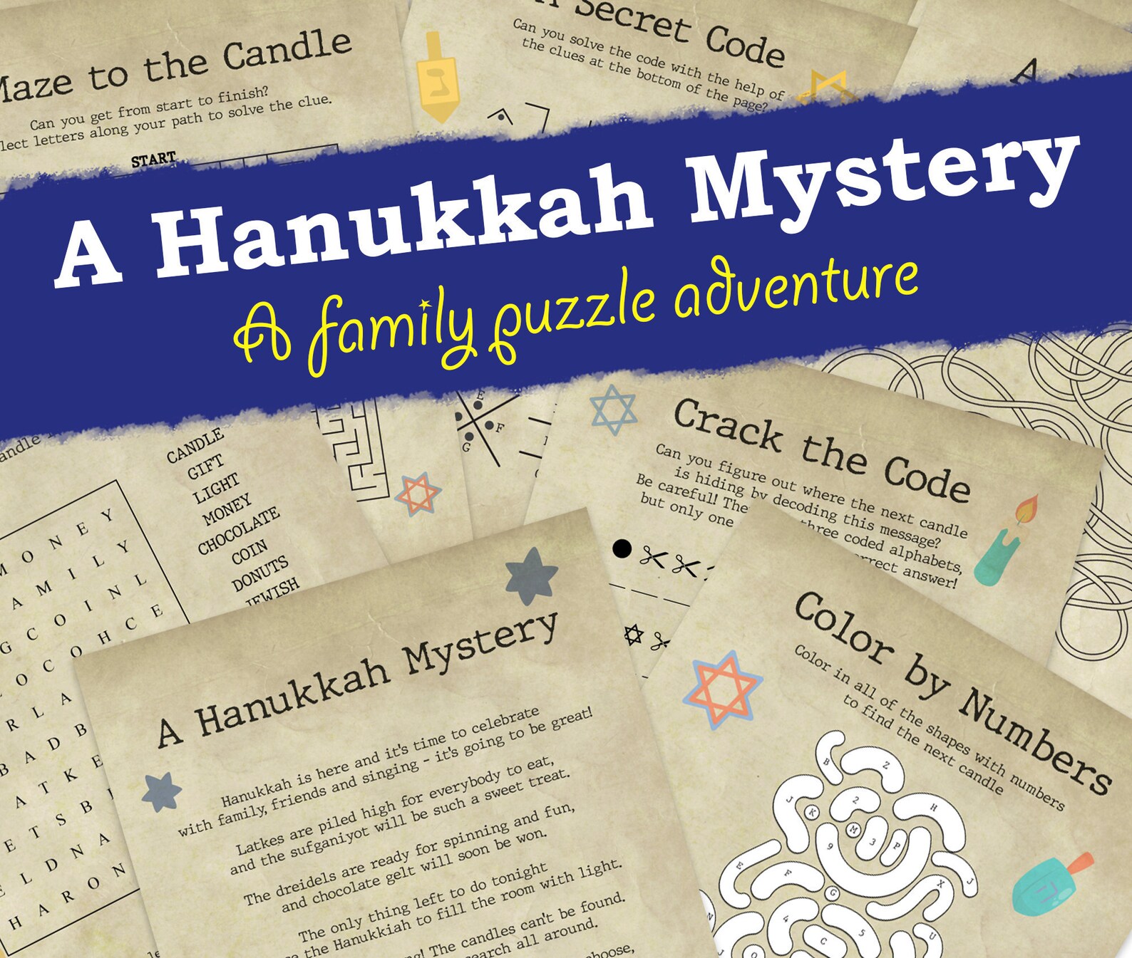 Hanukkah Scavenger Hunt Puzzle. Treasure Hunt With 10 Puzzles & Clues ...