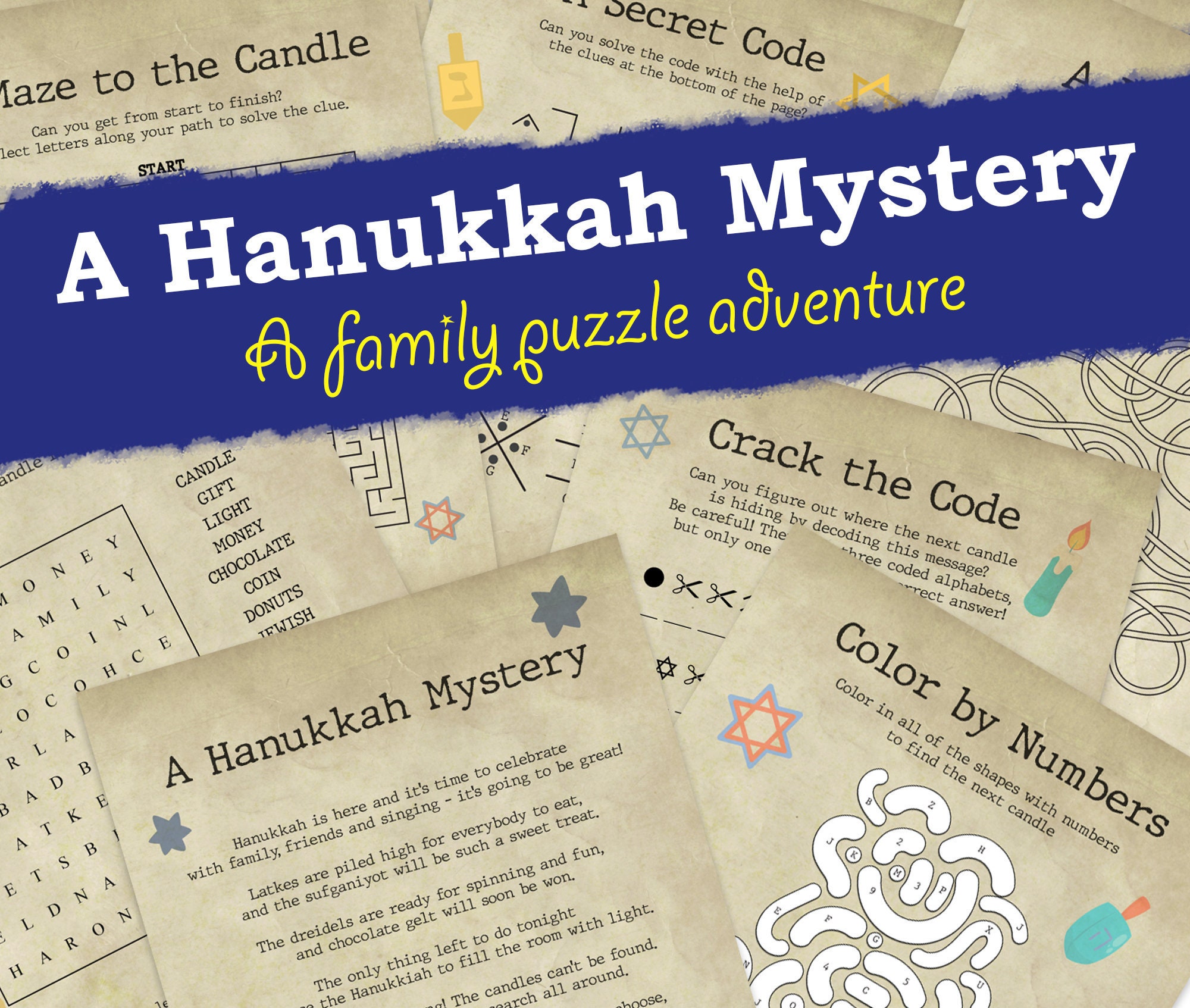Hanukkah Scavenger Hunt Puzzle. Treasure Hunt With 10 Puzzles & Clues ...