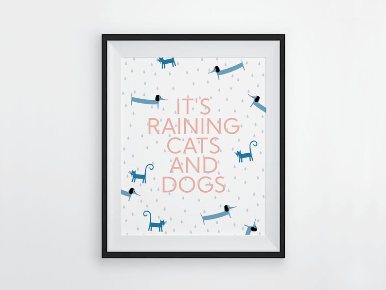 Dog Wall Art | It's Raining Cats and Dogs | Sausage Dog Art | Wiener ...