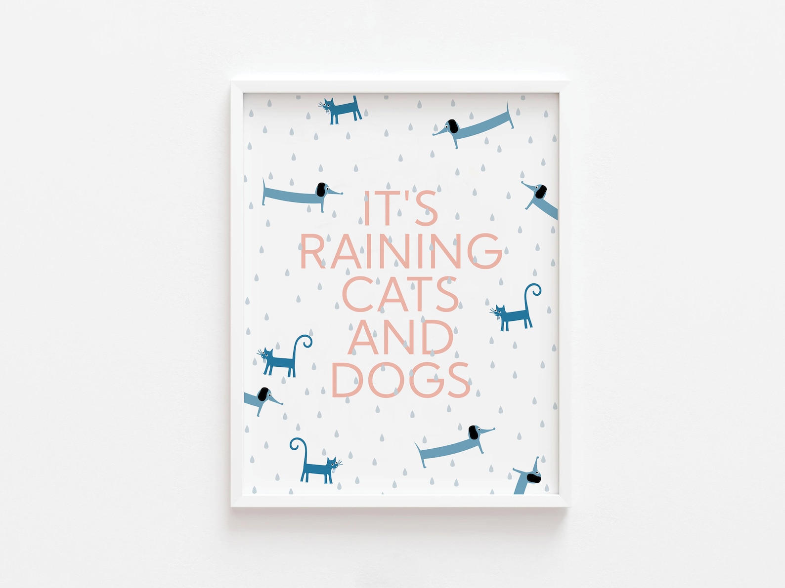 Dog Wall Art | It's Raining Cats and Dogs | Sausage Dog Art | Wiener ...