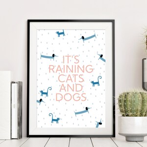 Dog Wall Art | It's Raining Cats and Dogs | Sausage Dog Art | Wiener ...