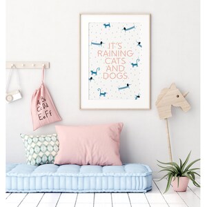 Dog Wall Art | It's Raining Cats and Dogs | Sausage Dog Art | Wiener ...