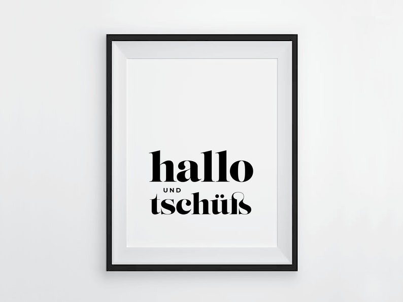 German Printable Quote | German Typography Wall Art | German Black and ...
