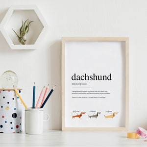 Dachshund Dog Definition Print | Gift for Dog Lover | Dog Dictionary ...