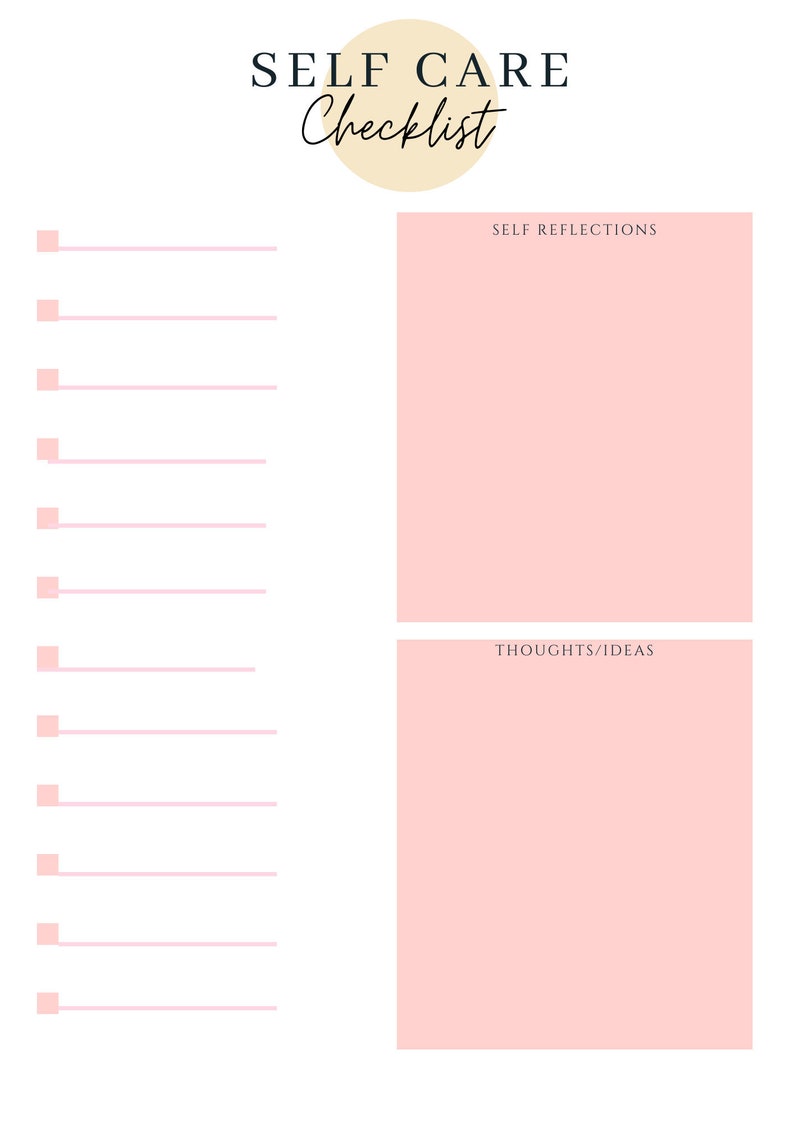 Self care checklist printable - fetrstart