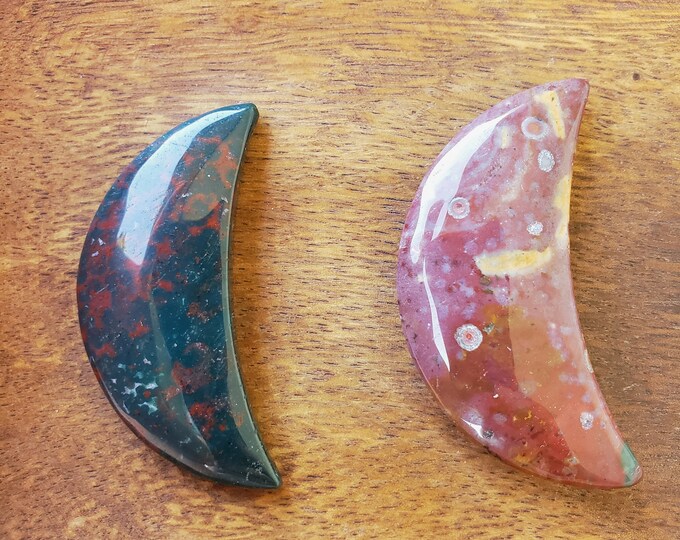 Ocean Jasper Crescent Moon - Etsy