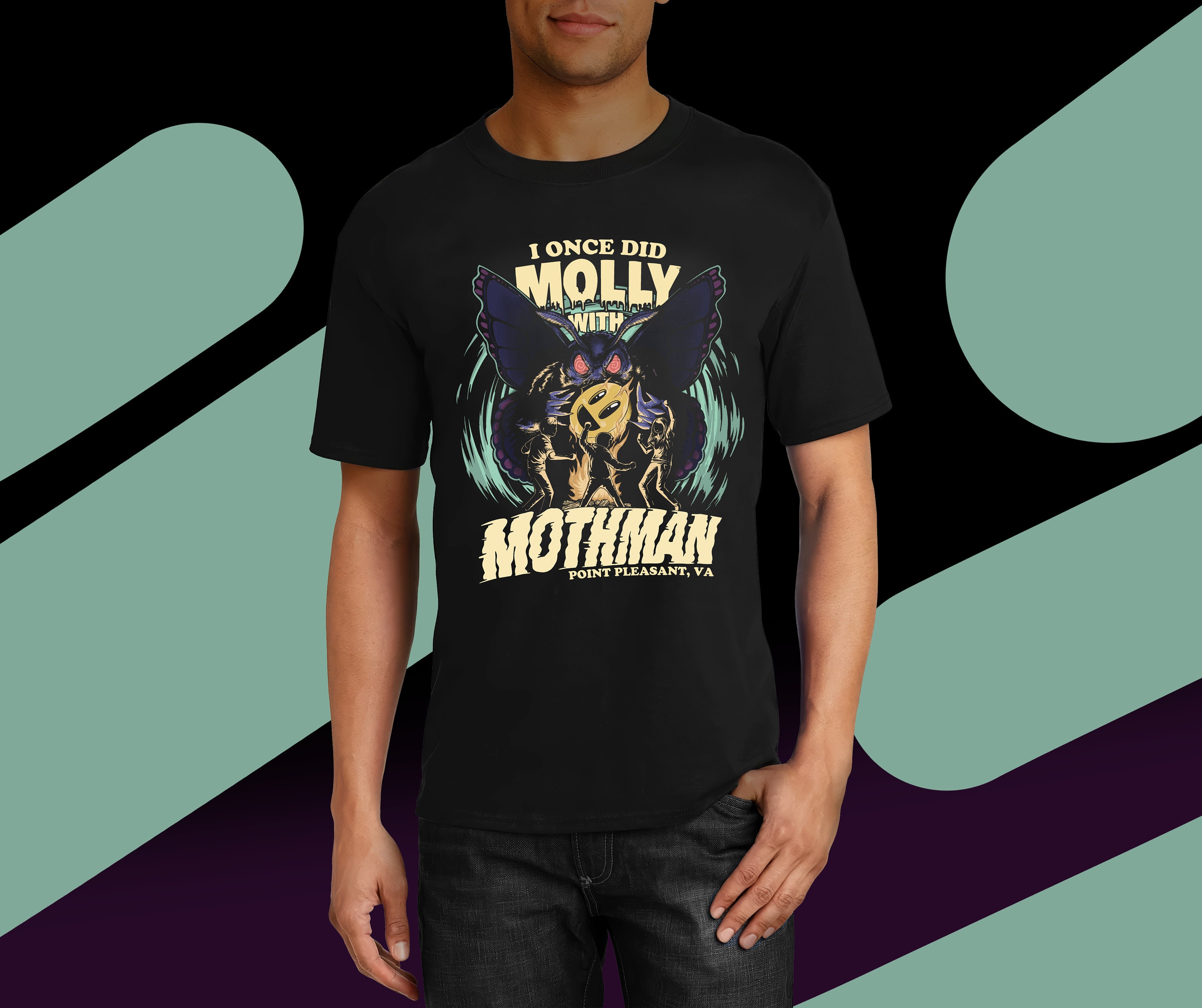Molly With Mothman Funny T-shirt Gym T-shirt Boxy Unisex T-shirt Gym ...