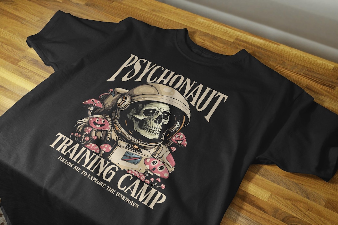 Psychonaut Training Camp Astronaut Skull T-shirt - Trippy Mushroom Art ...