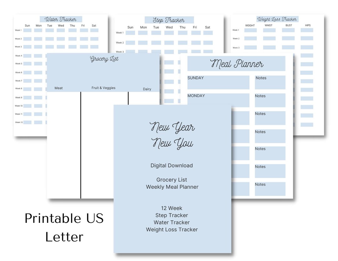 Meal Planner | Health Tracker | Printable - Etsy