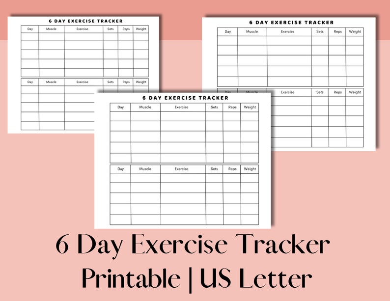 Exercise Tracker | US Letter | Printable | Simple - Etsy