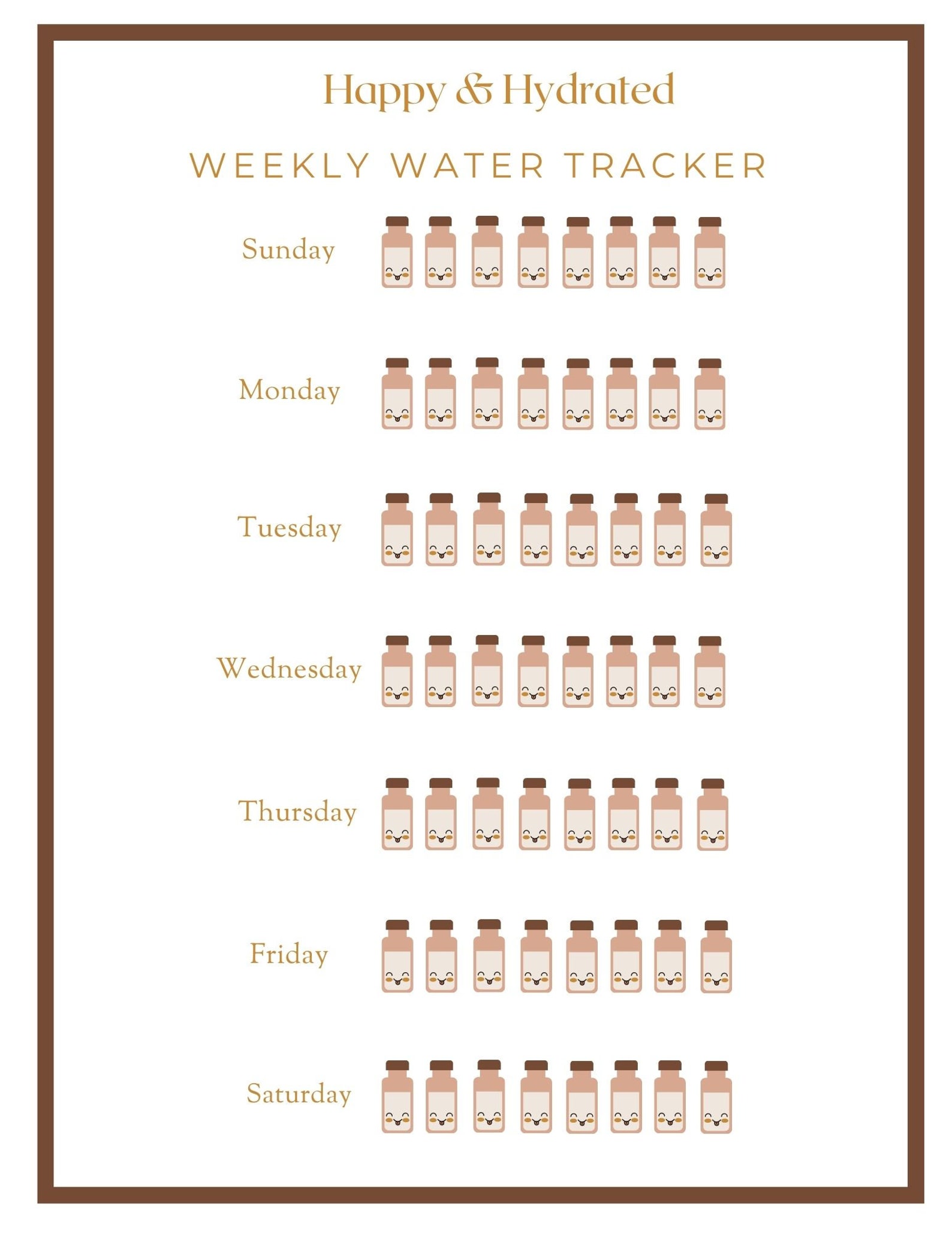 Printable Download Weekly Water Tracker | Printable Weekly Step Tracker ...