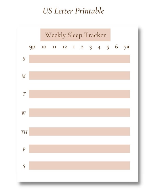 Sleep Tracker Weekly Digital Download Printable - Etsy