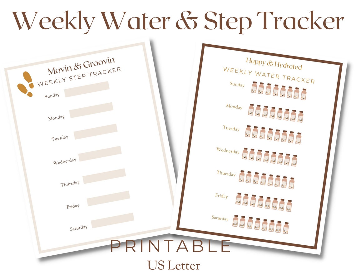 Printable Download Weekly Water Tracker | Printable Weekly Step Tracker ...