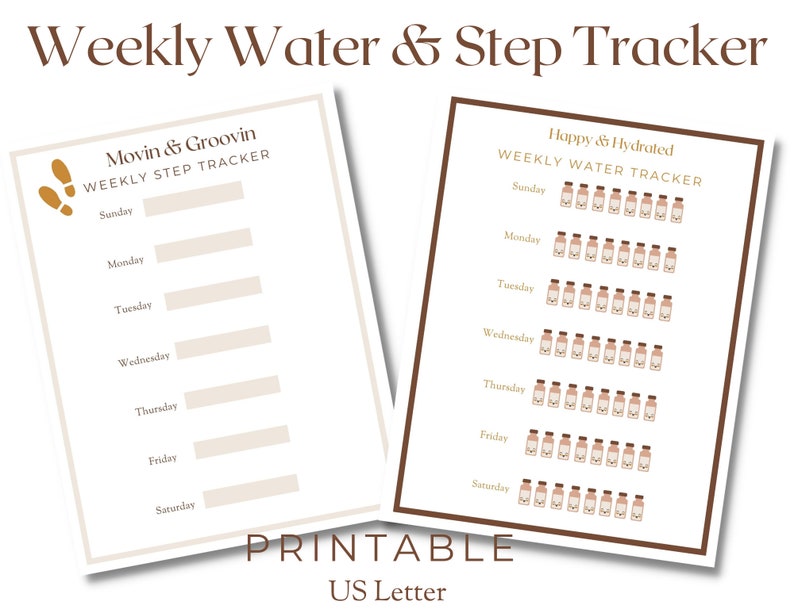 Printable Download Weekly Water Tracker | Printable Weekly Step Tracker ...