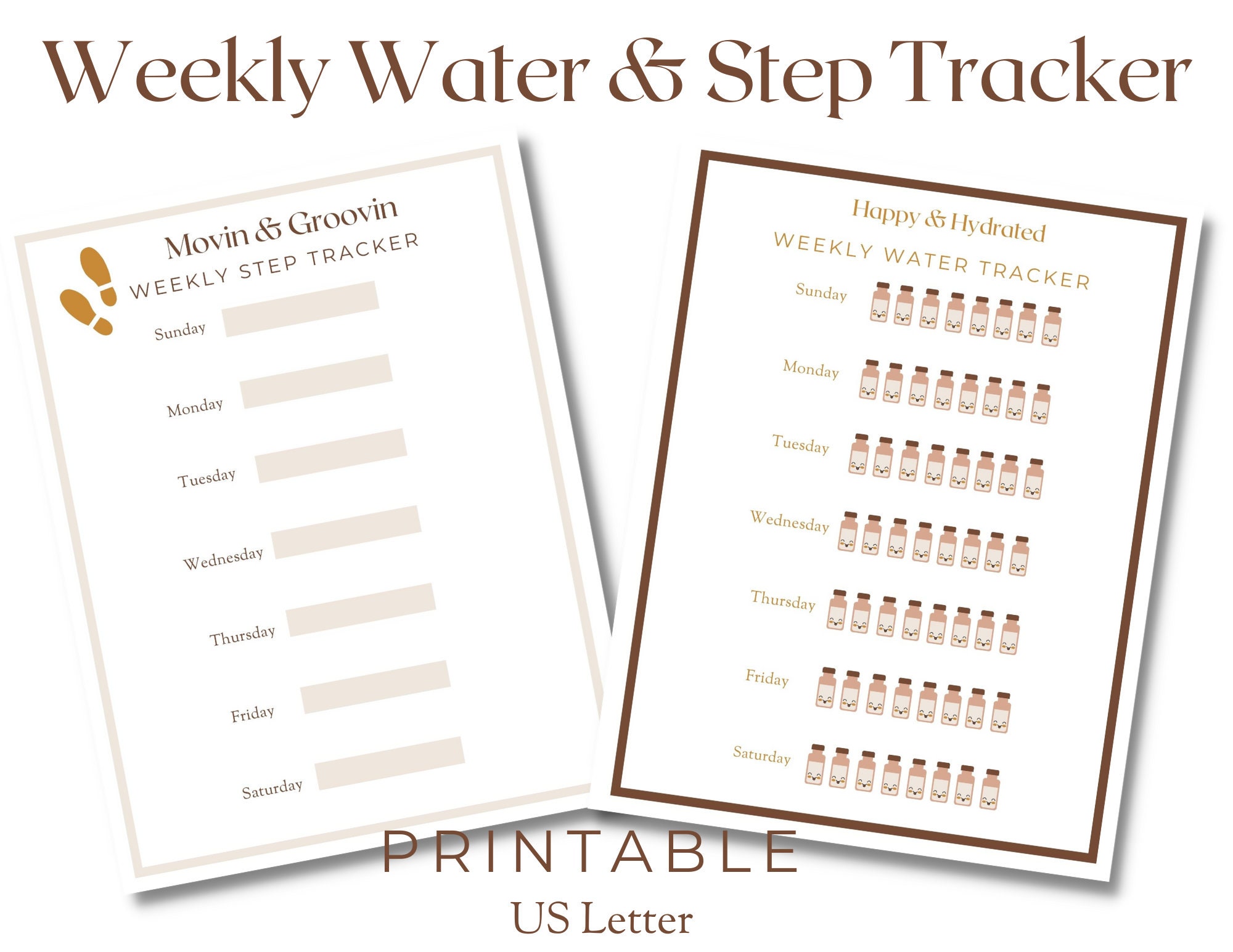 Printable Download Weekly Water Tracker | Printable Weekly Step Tracker ...