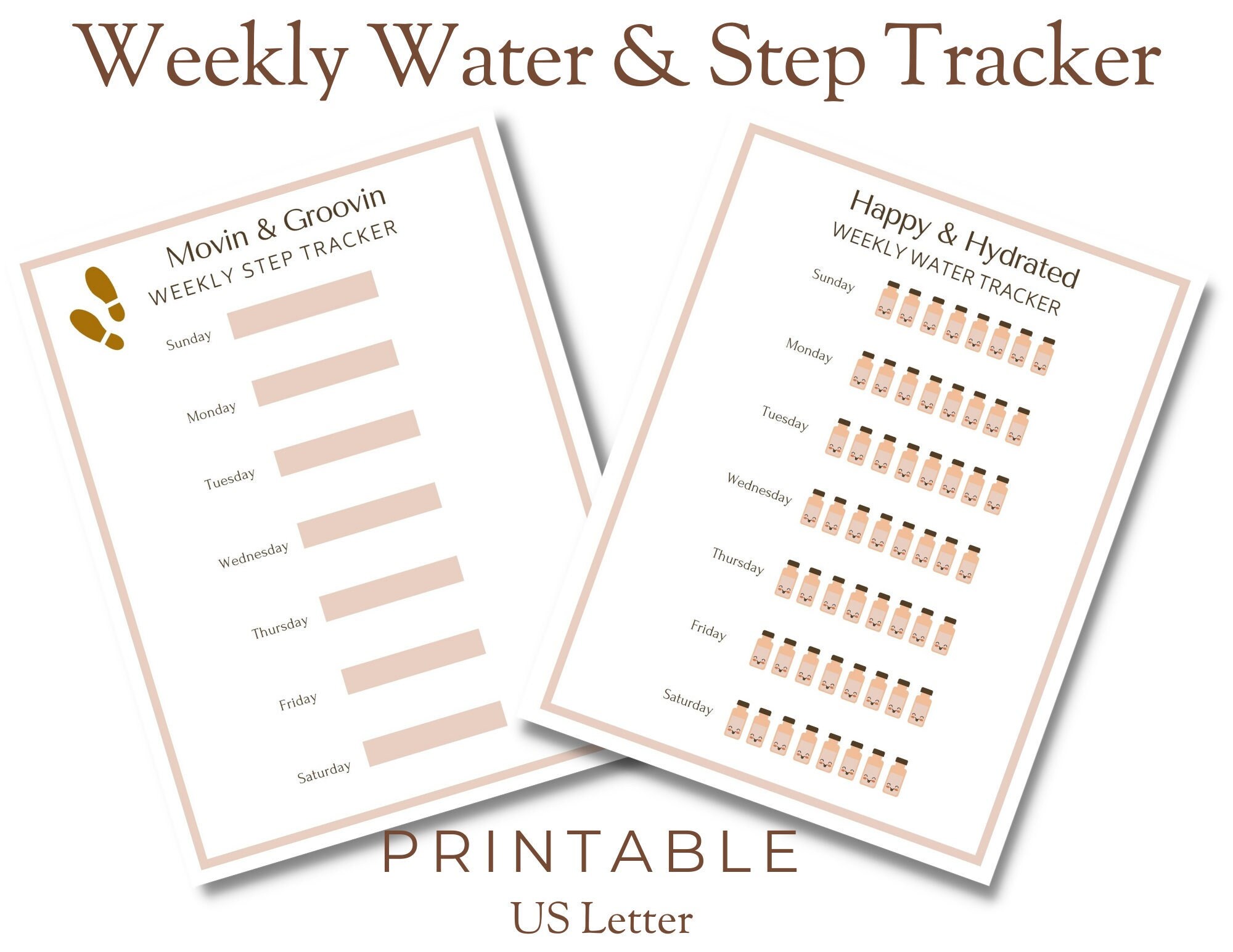 Printable Download Weekly Water Tracker | Printable Weekly Step Tracker ...
