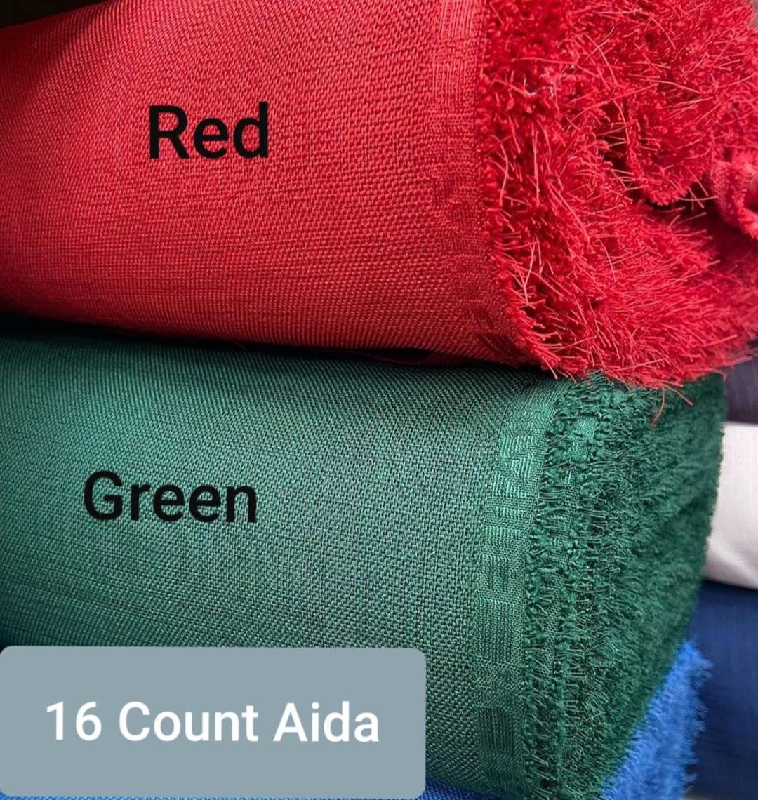 16 Count Christmas Colors Aida Fabric, Christmas Red and Christmas Dark ...