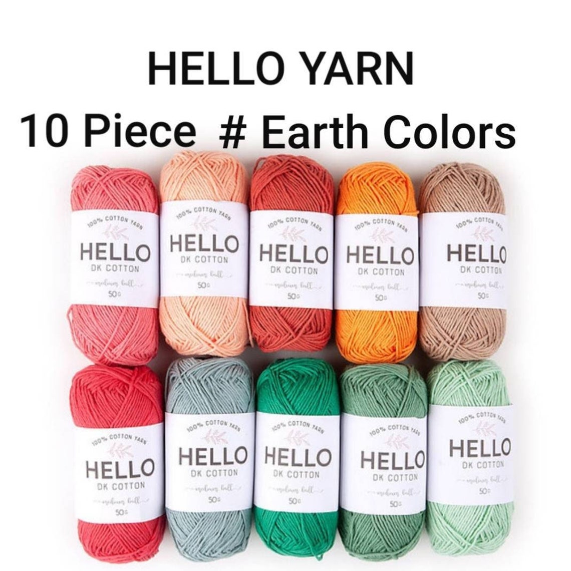 10-piece Earth Tone Cotton Yarn Set: DK Organic Yarn - Etsy