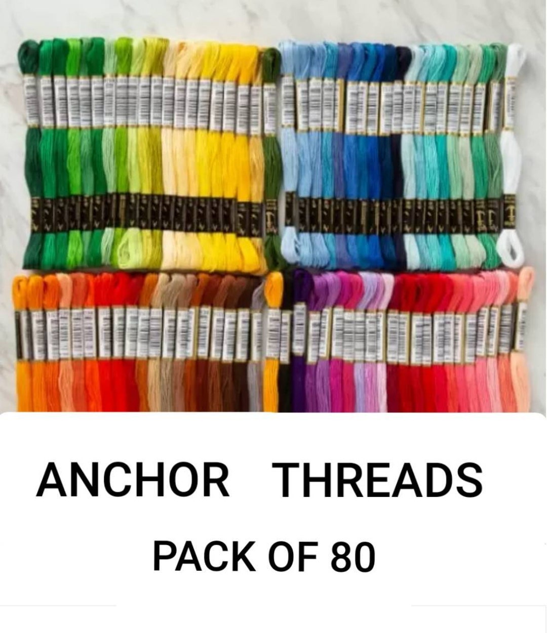 80 Anchor Floss Thread Set, Cotton Stranded Stitch, Cross Stitch ...