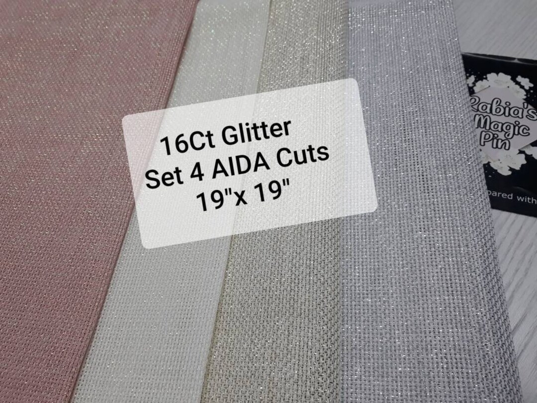 Glitter Aida Fabric: 16 Count Cross Stitch, Set of 4 (19"x19") - Etsy