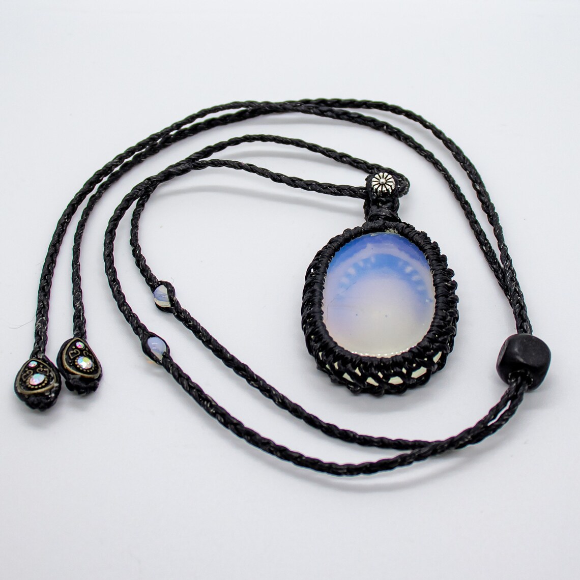 Opalite Worry Stone Macrame Necklace// Opal, Fidget Jewelry, Birthday ...