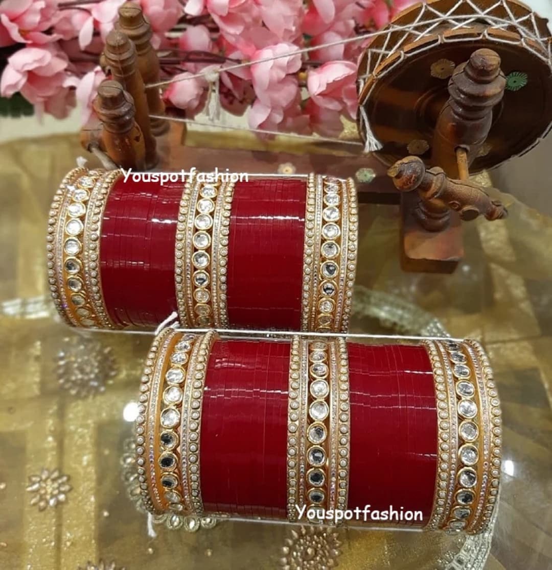 Bridal Chooda Maroon Chura Punjabi Wedding Chuda Bridal - Etsy
