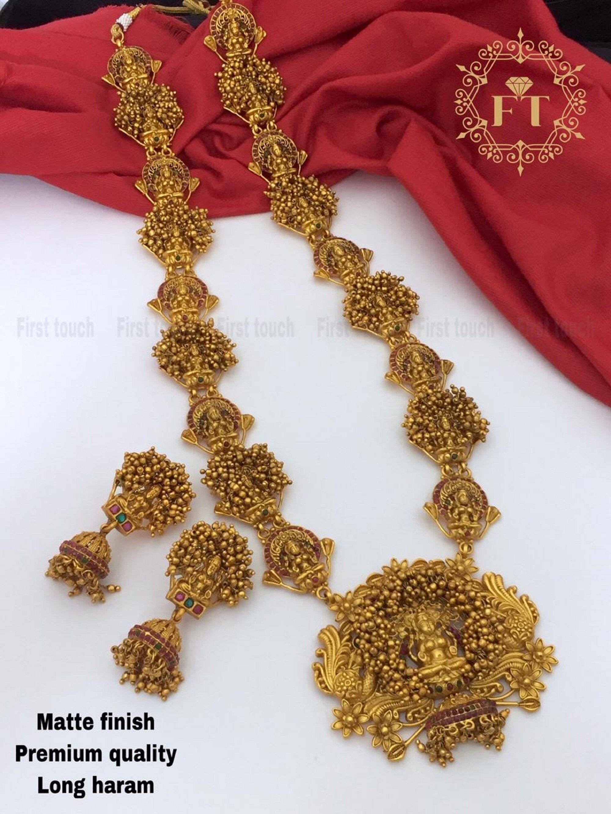 South Indian temple jewelry Designer Gold Plated Bridal | Etsy