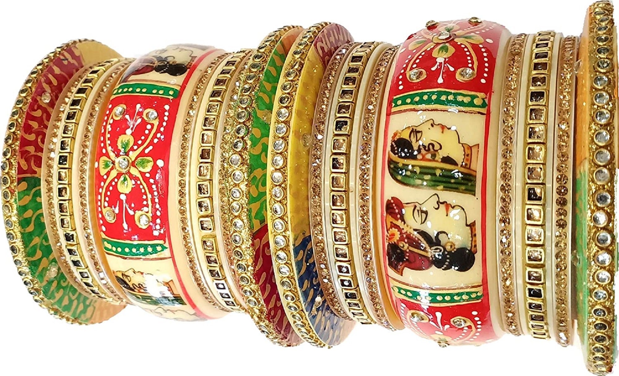 Bridal Red Rajasthani chuda set with cubic zirconia stone | Etsy