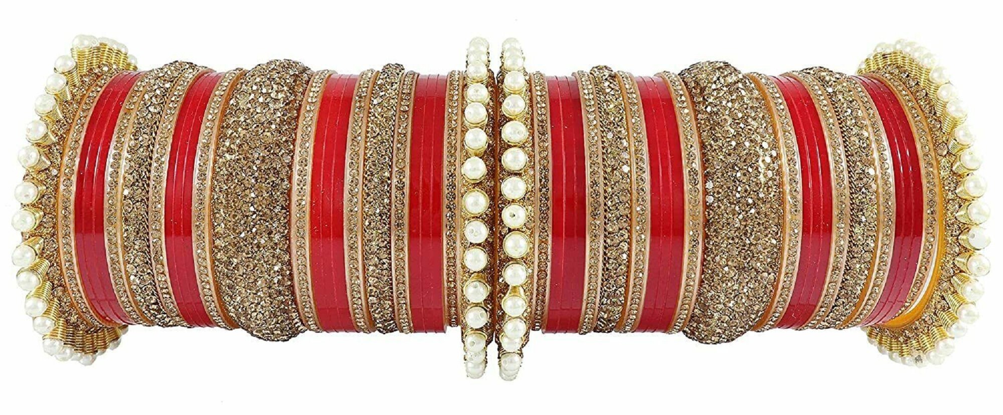 Bridal Red Traditional chuda set with cubic zirconia stone | Etsy