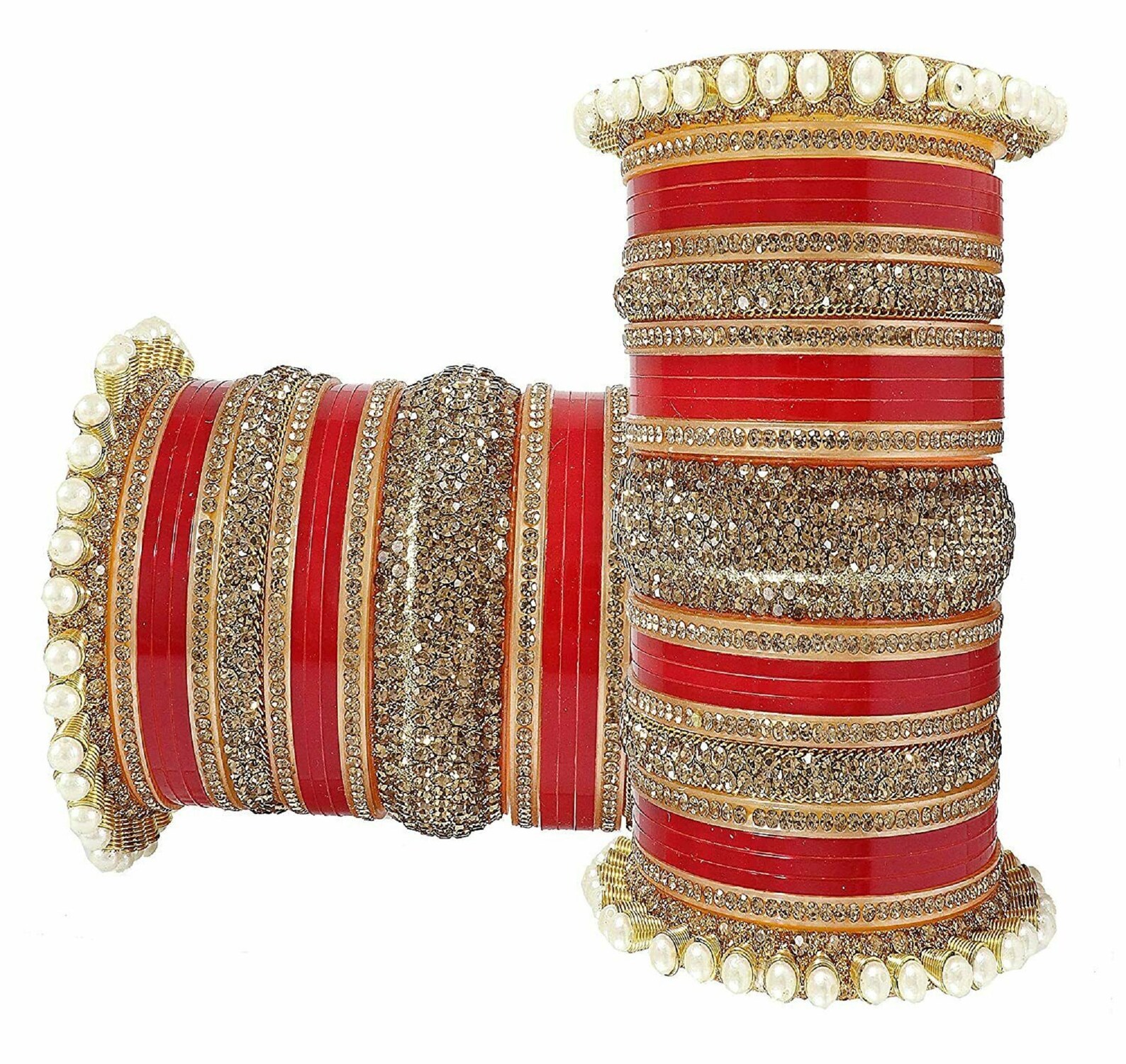 Bridal Red Traditional chuda set with cubic zirconia stone | Etsy