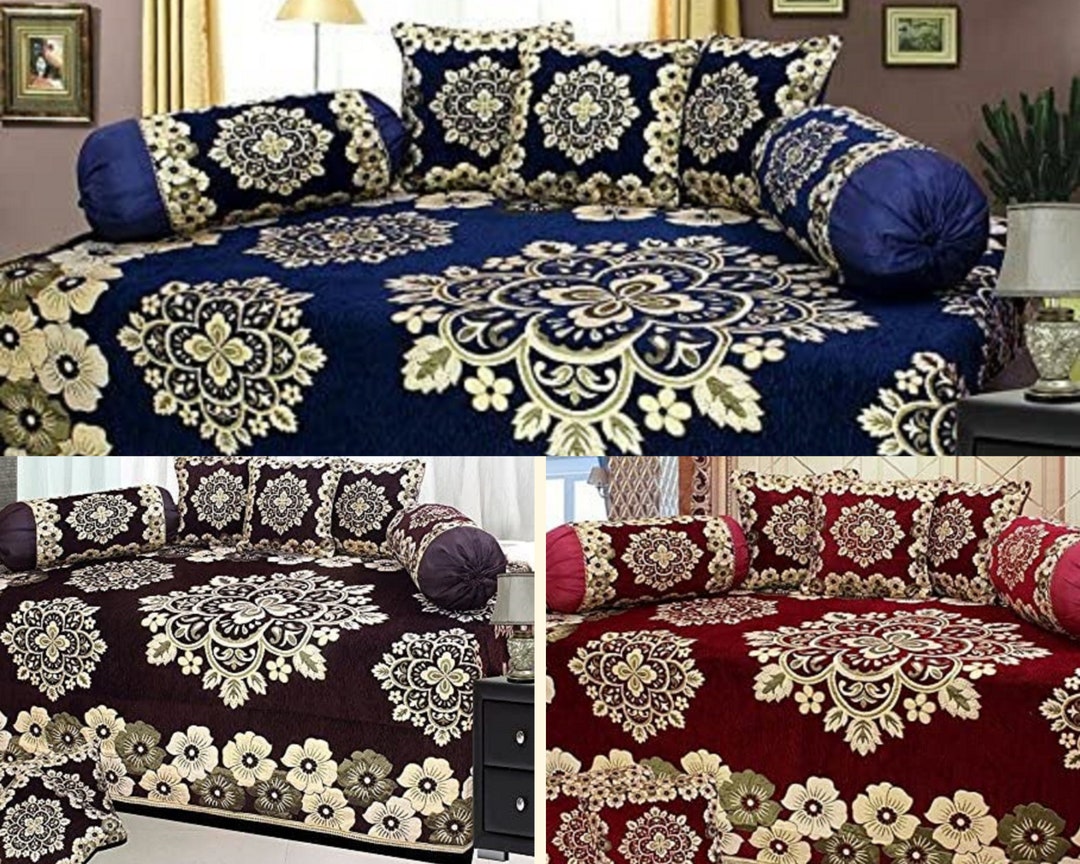 Indian Deewan Set Chenille Printed Jaipuri Traditional - Etsy UK