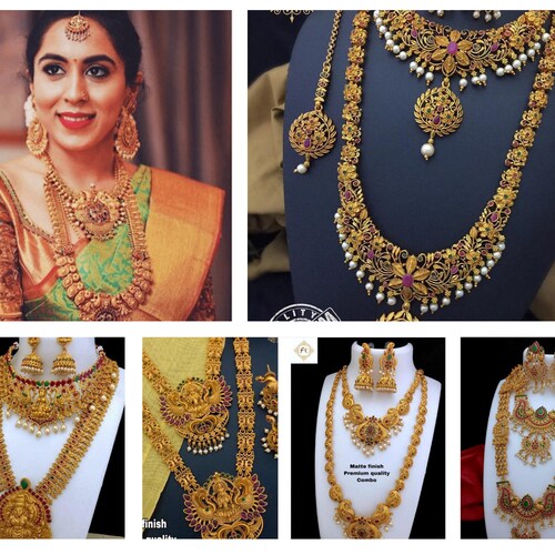 Antique Temple Haram Necklace Set Indian Jewelry Set for Women - Etsy
