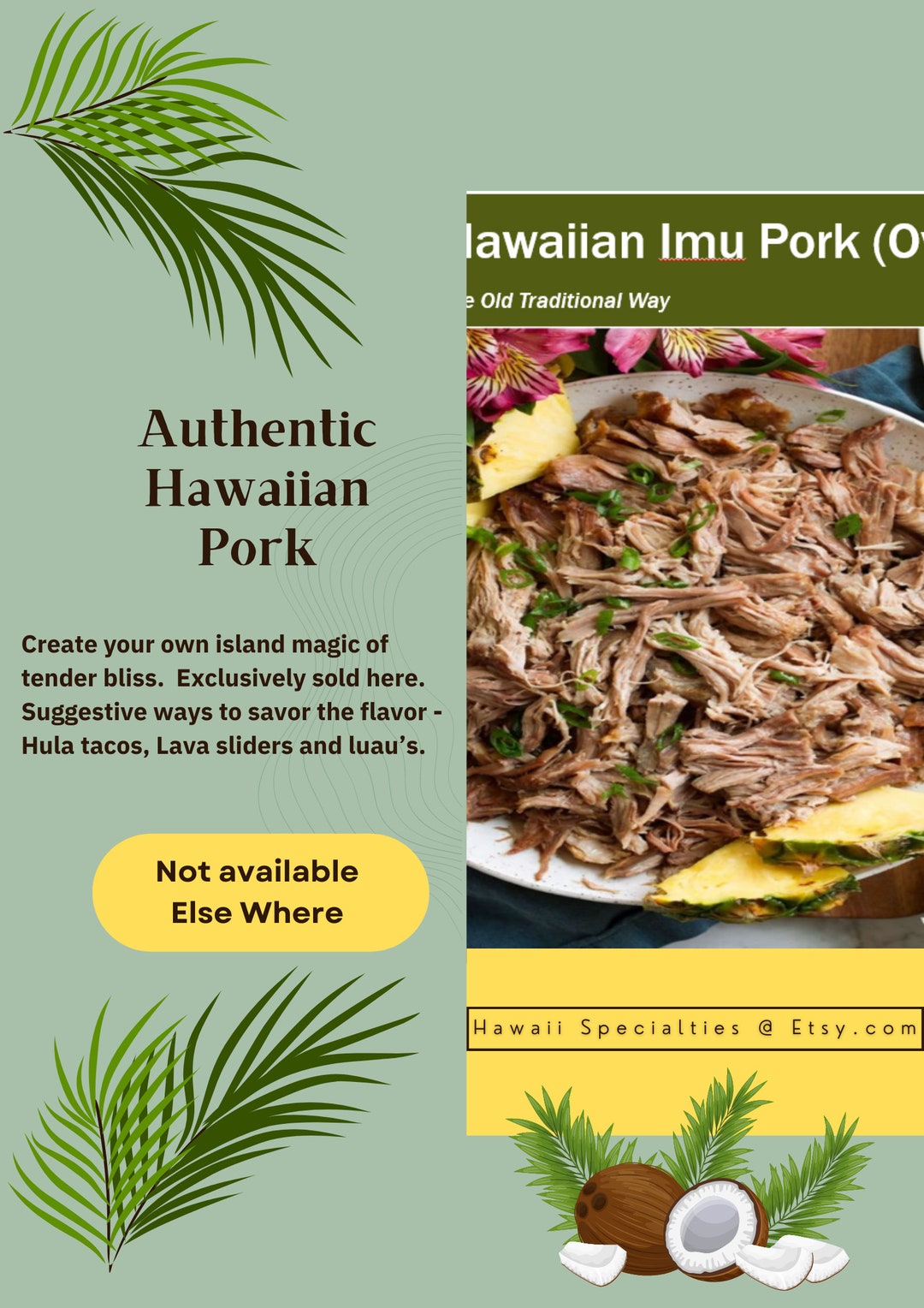 Authentic Hawaiian Imu Pork Oven Recipe Hawaii Food - Etsy Israel
