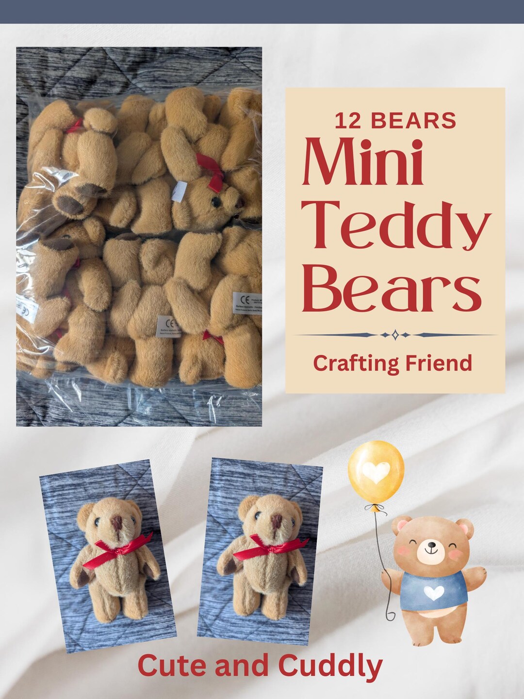 12 Mini Teddy Bears – Small Plush Bears for Crafts, Gifts, Favors - Etsy