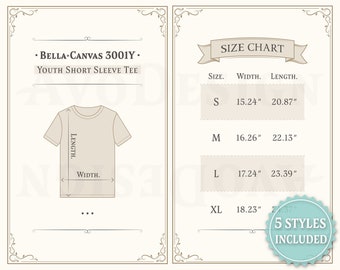 Youth Xl Size Chart - Etsy