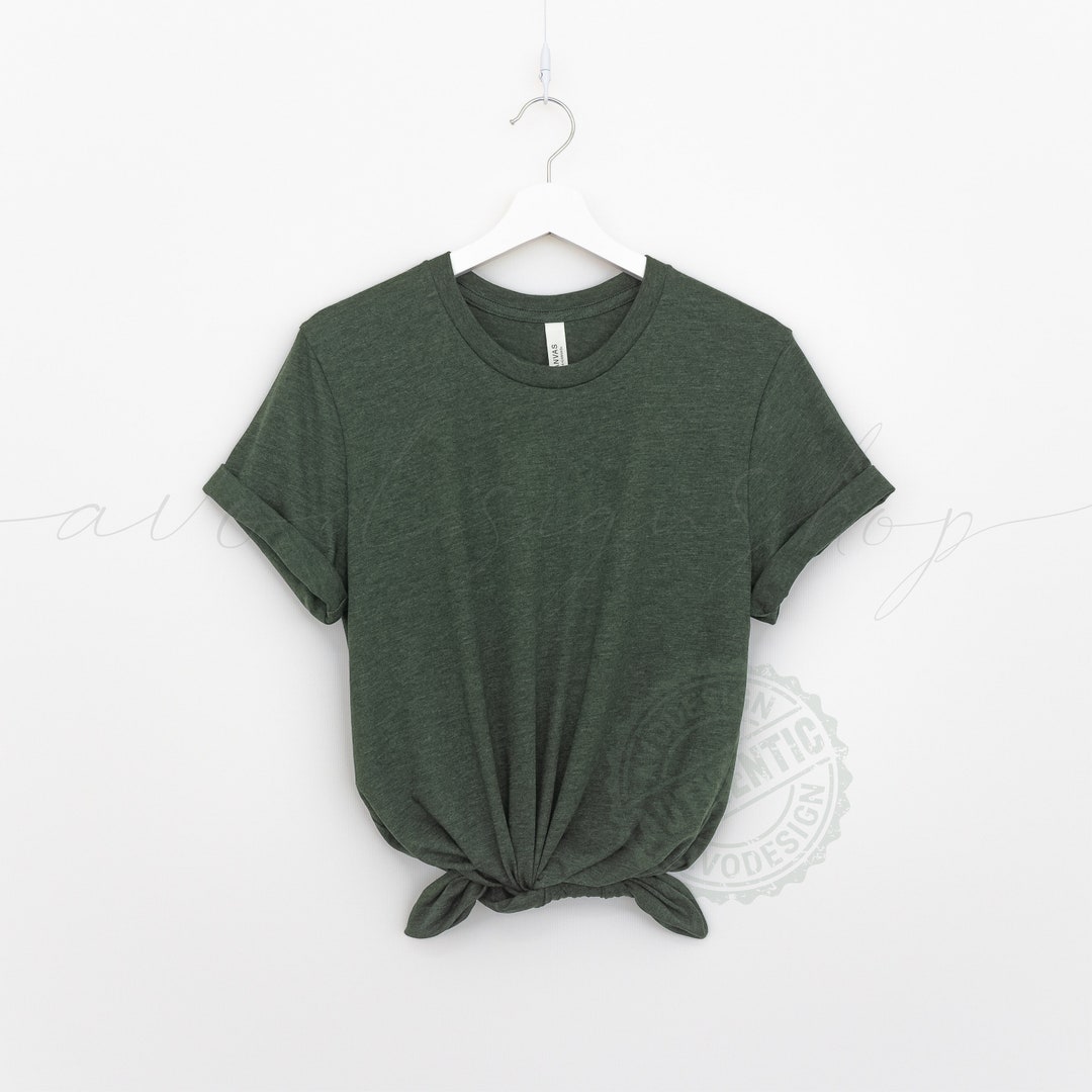 Bella Canvas 3001 Heather Forest Mockup, Heather Forest T-shirt Simple ...